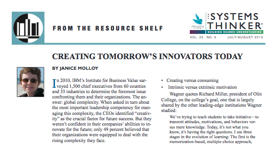 The Systems Thinker – Creating Tomorrow's Innovators Today - The ... The Systems Thinker – Creating Tomorrow's Innovators Today - The ...